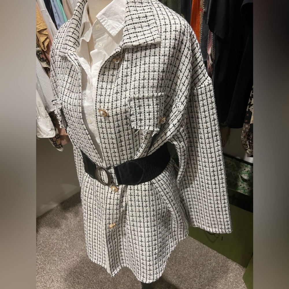 Plm Tweed Oversized Jacket, Size Medium. - Gem